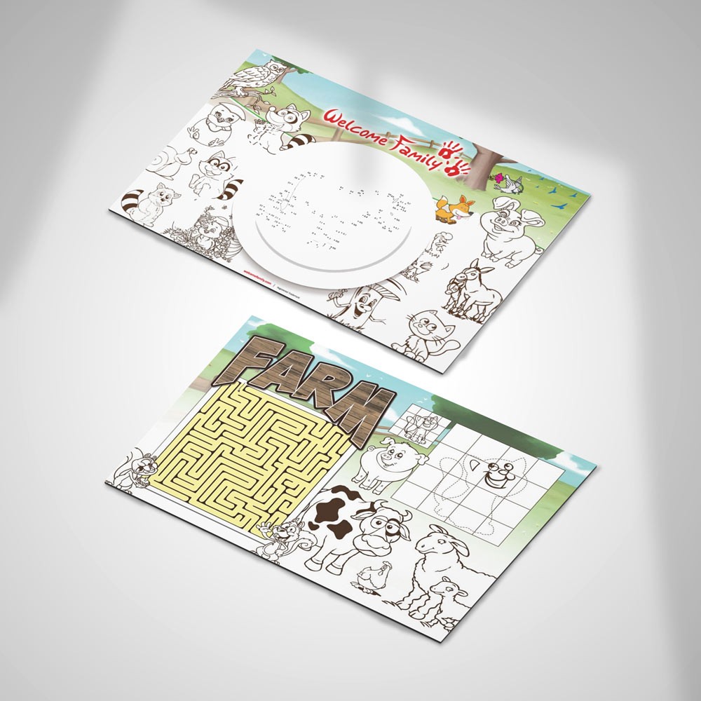 Set de table à colorier pour menu enfant pour restaurant