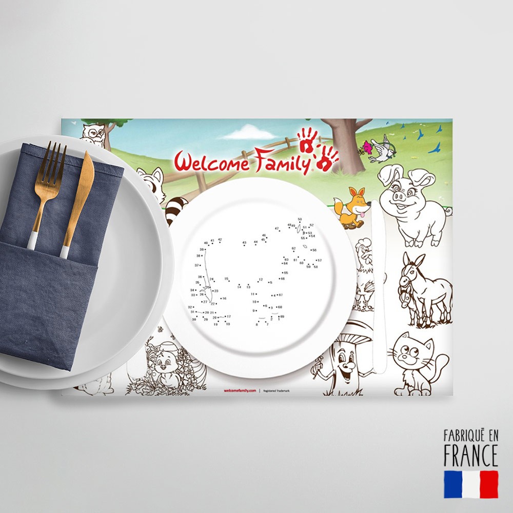 Set de table à colorier pour menu enfant pour restaurant