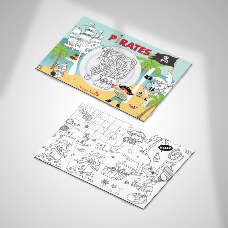 Pirates coloring placemat