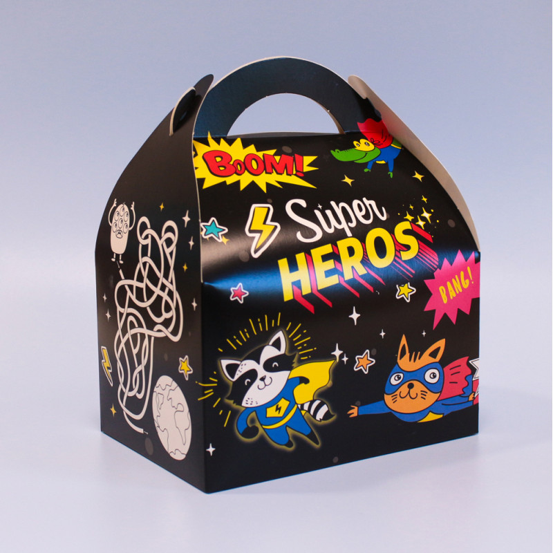 Children's menu box XL CHR - Box Super Hero in cardboard